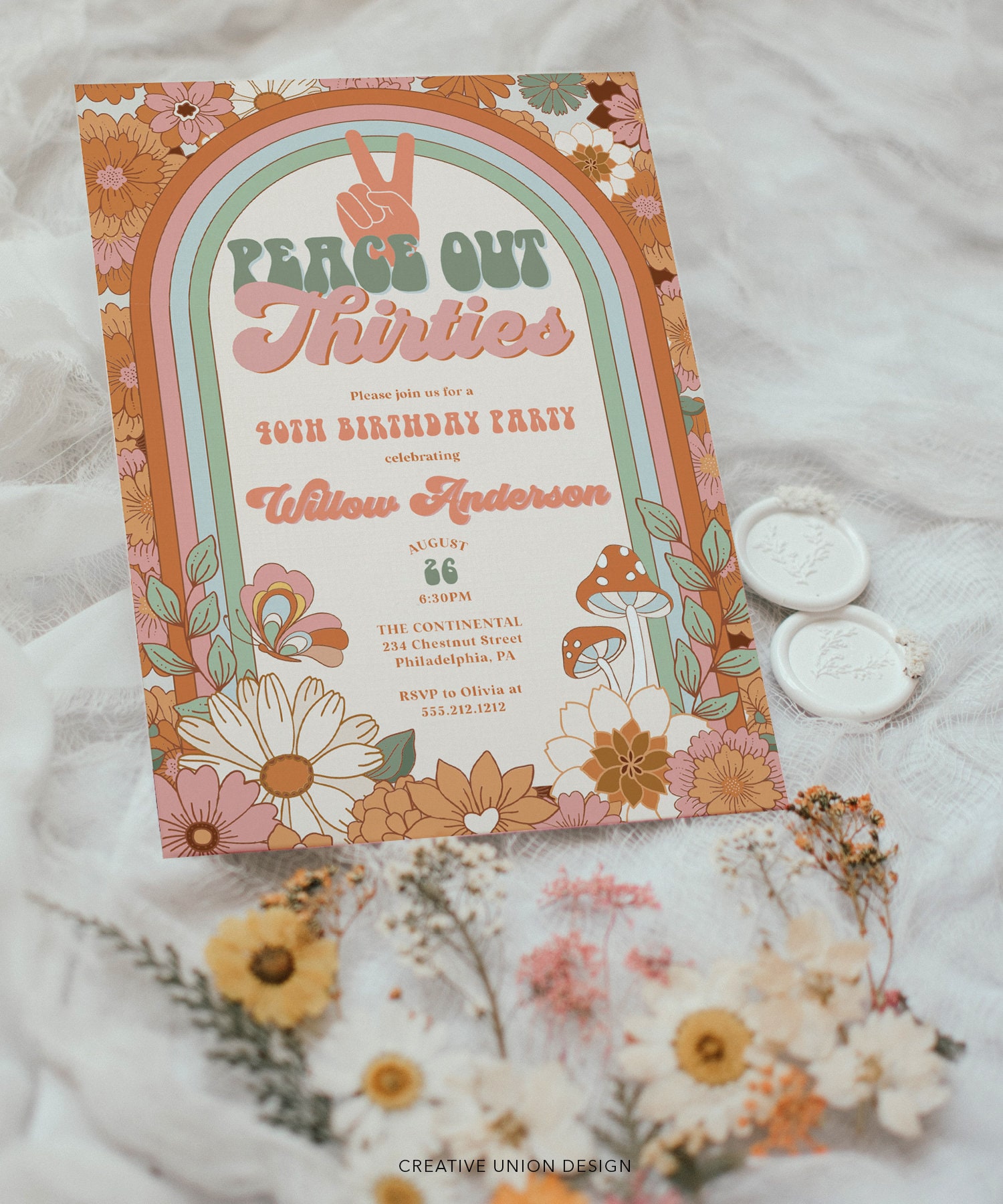 Peace Out Birthday Party Invite Template, 40th Birthday Invitation ...