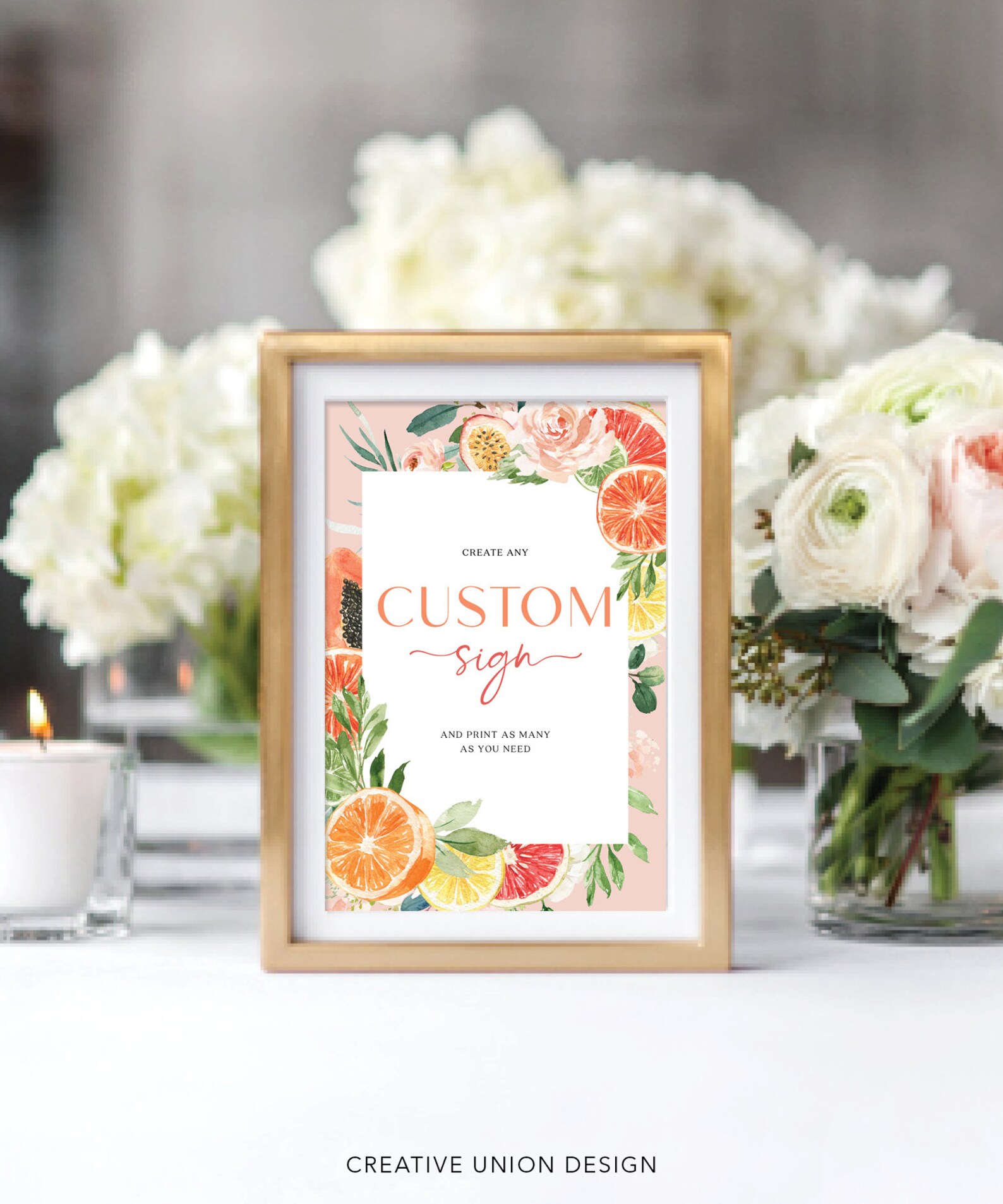 Tropical Citrus Custom Sign Template Editable Bridal Shower - Etsy