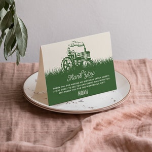 Country Farm Tractor Thank You Card, Birthday Thank You Card ...