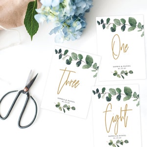 Eucalyptus Printable Table Numbers Wine Labels, Wine Labels, Table ...