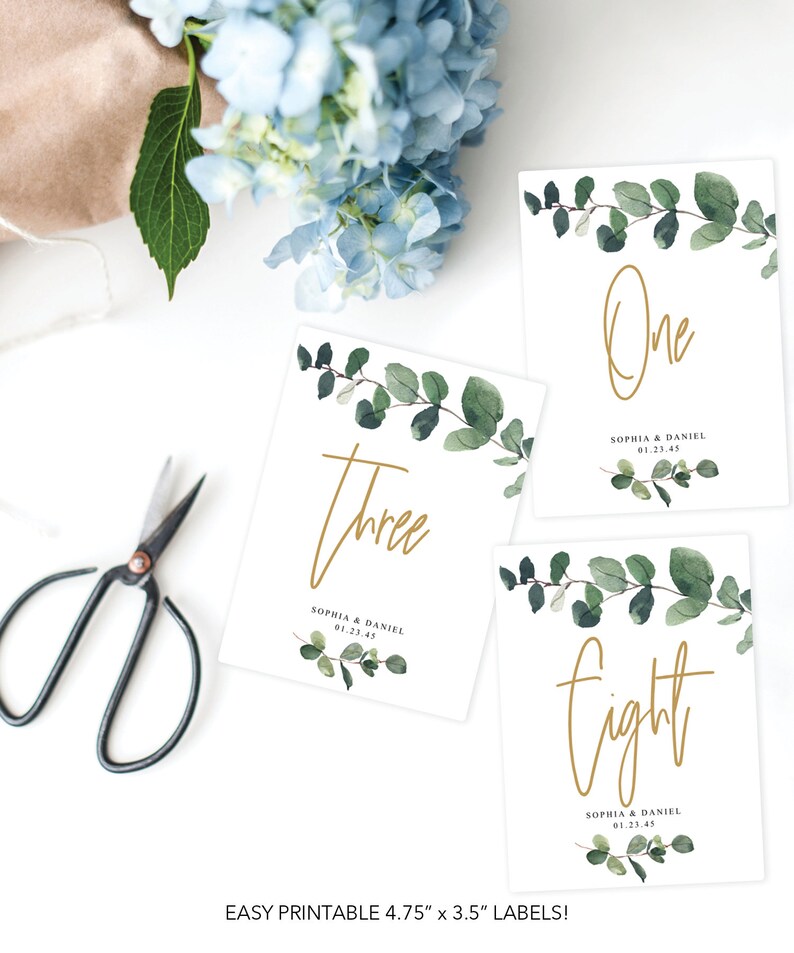 Eucalyptus Printable Table Numbers Wine Labels Wine Labels - Etsy