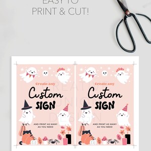 Halloween Spooky Ghost Custom Sign Template, Editable Sign, Favors ...