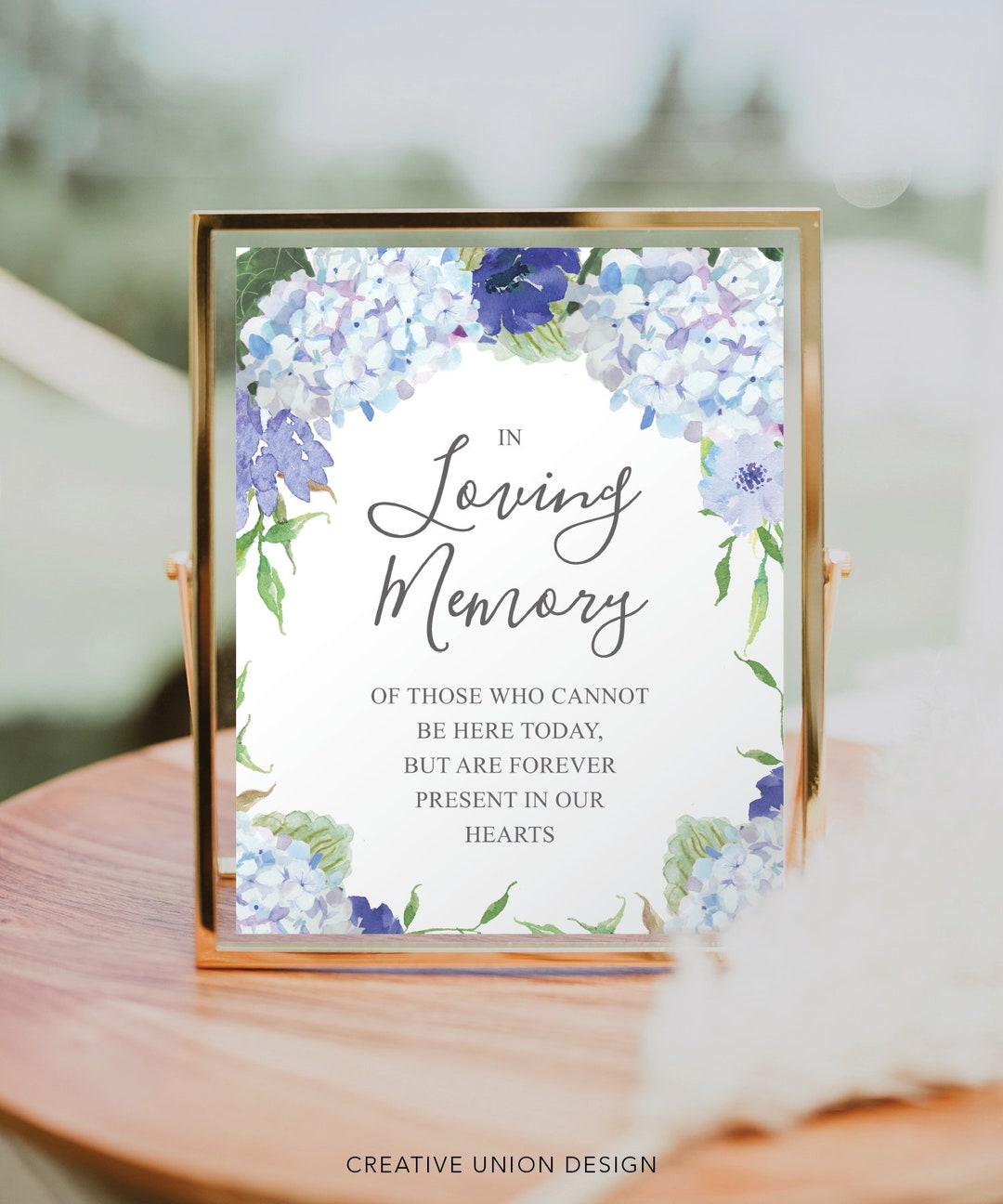 Vintage Blue Hydrangea in Loving Memory Sign, in Memory Sign, Memorial ...