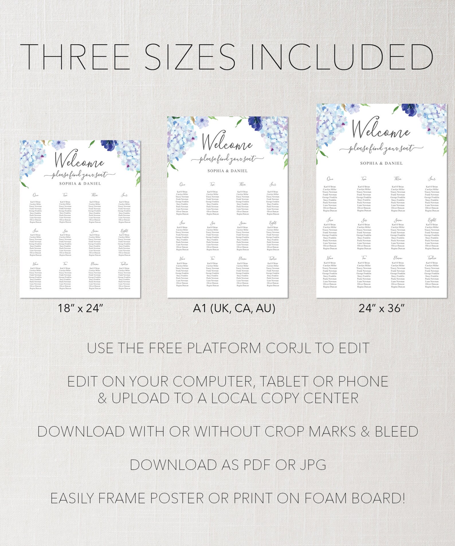 Wedding Seating Chart Template, Table Arrangement Sign, Wedding Seating ...