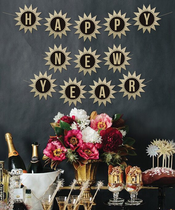Happy New Year Star Banner - New Years Decoration - New Year's Eve ...
