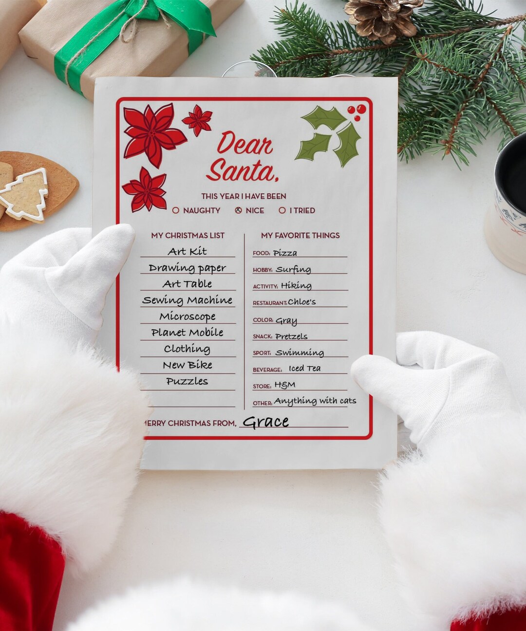 Dear Santa, Printable Letter to Santa, Santa Letter, Kids Letter to ...