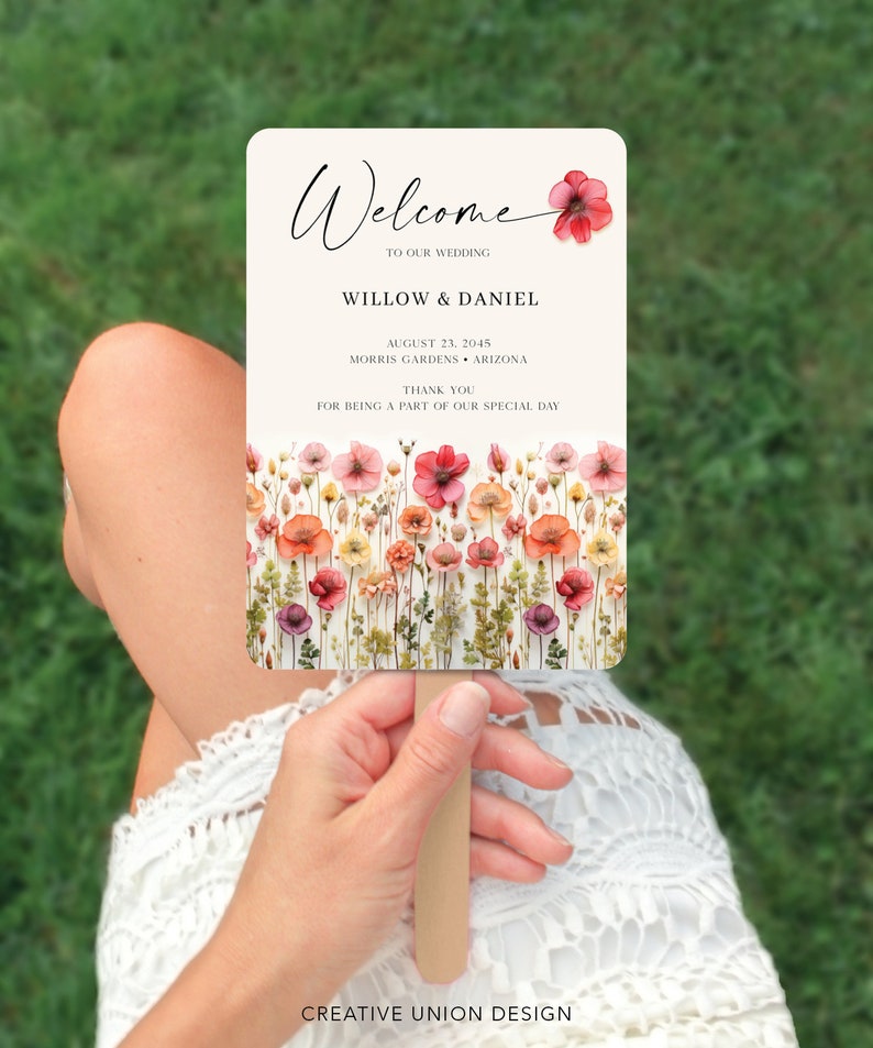 Wedding Program Fan Template, Editable Program Fan, Printable Wedding ...