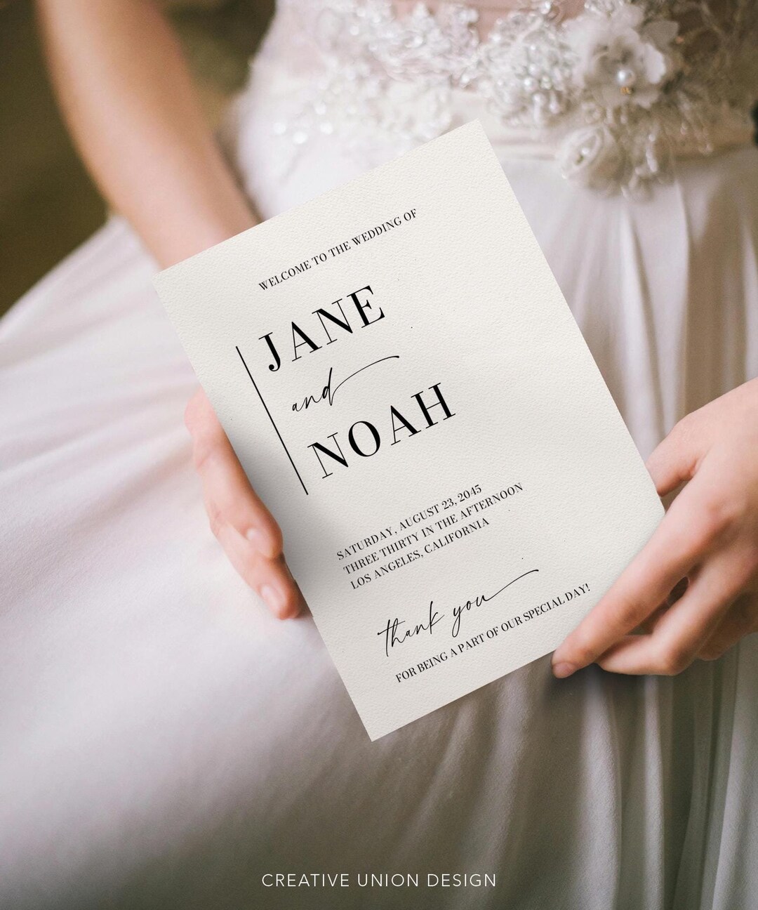 Minimalist Wedding Program Template, 5x7 Wedding Ceremony Program ...