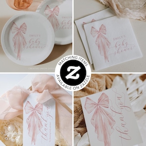 Watercolor Pink Bow Girl Baby Shower Welcome Sign Template, Printable ...