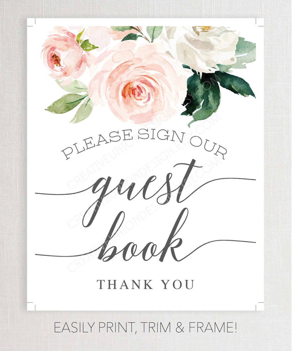 Please Sign Our Guest Book Sign 8x10 Printable Sign | Etsy
