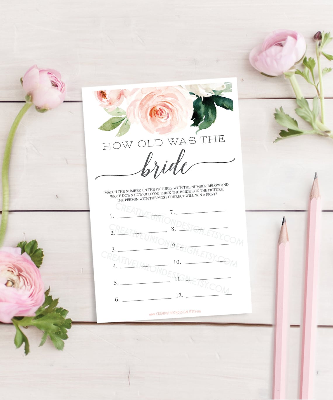 Bridal Shower Game How Old Was the Bride Game Bridal - Etsy