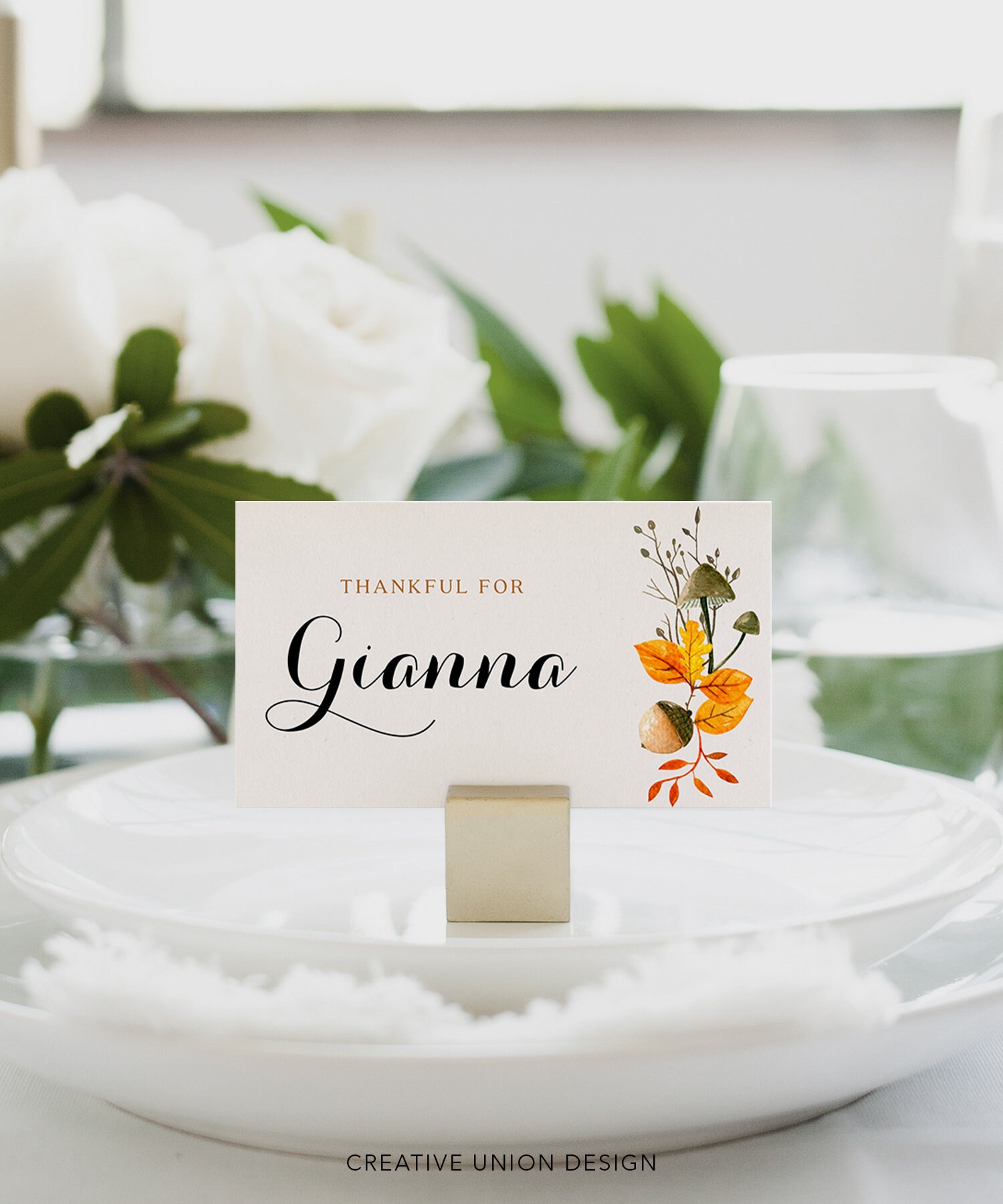 Thanksgiving Place Card Template, Fall Place Cards, Printable Seating ...