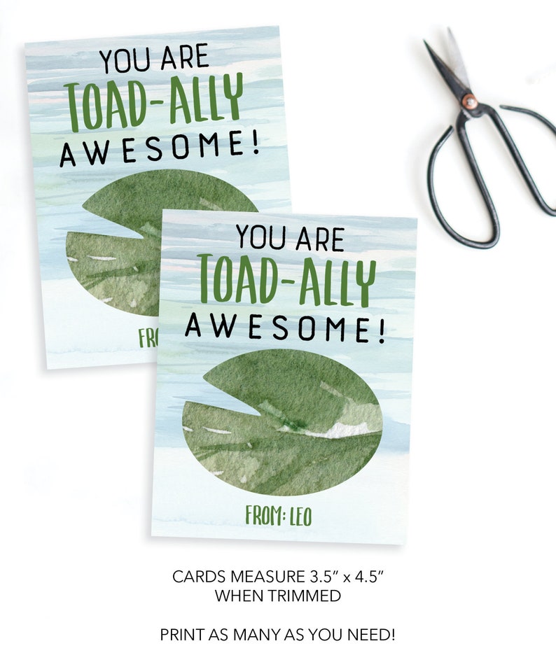 Frog Valentines Day Cards for Kids Printable Toad-ally - Etsy