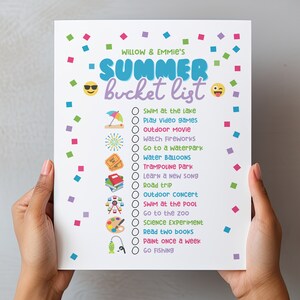 Printable Kids Summer Bucket List, Printable Check List Template, Kids ...