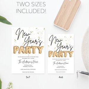New Year's Eve Party Invitation Template, Confetti, New Years Party ...