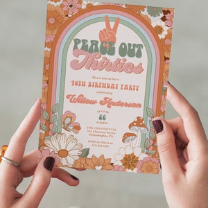 Peace Out Birthday Party Invite Template, 40th Birthday Invitation ...