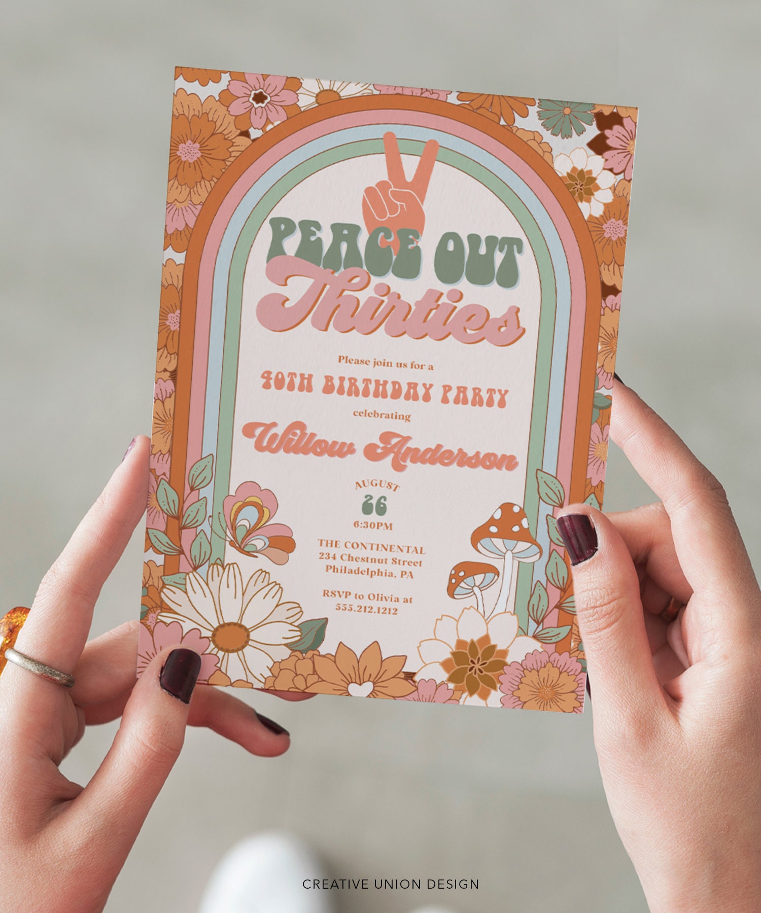 Peace Out Birthday Party Invite Template, 40th Birthday Invitation ...
