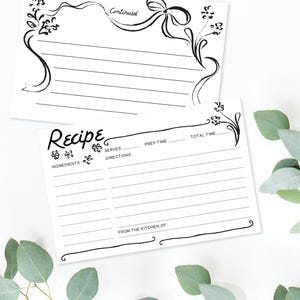 Hand Drawn Recipe Card Printable, Printable Recipe Card, Bridal Shower ...