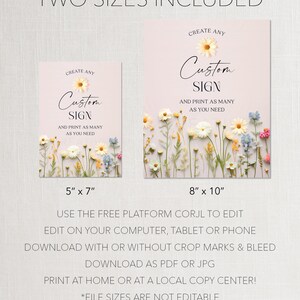 Little Wildflower Editable Custom Sign Template, Custom 1st Birthday ...