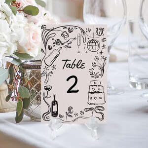Hand Drawn Table Numbers Template, Editable Wedding Table Numbers ...