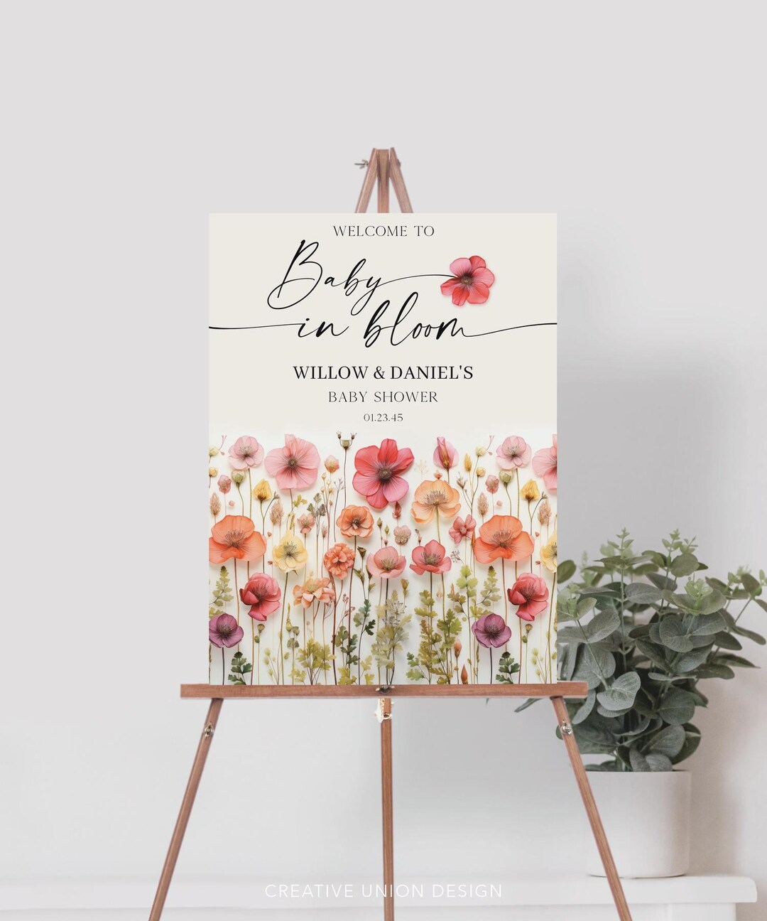 Editable Wildflower Welcome Sign Template, Printable Baby Shower ...