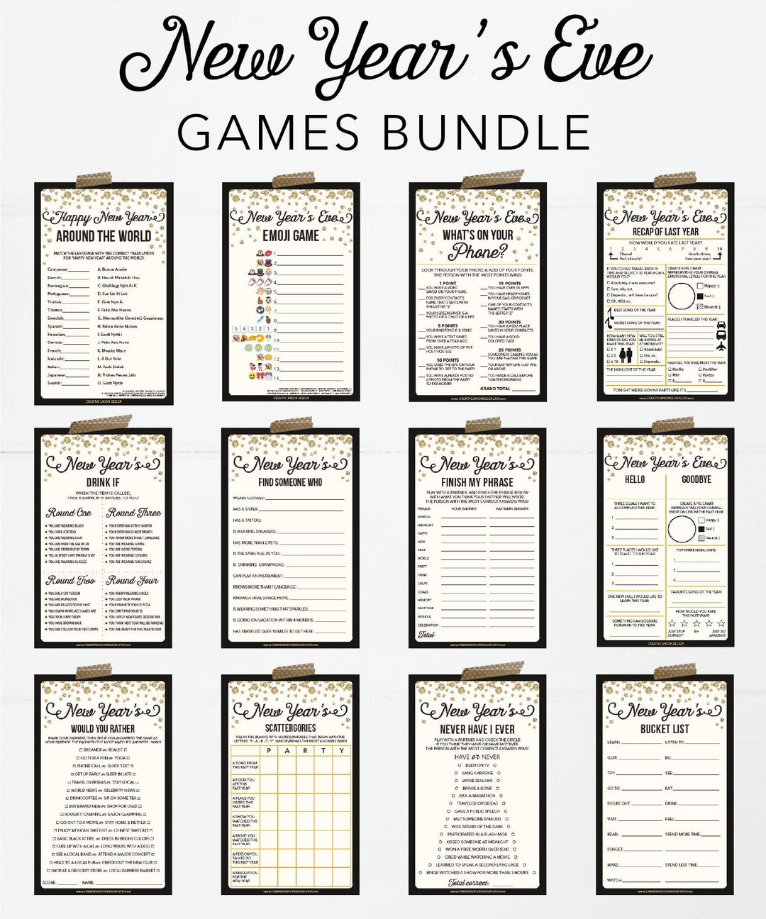 Best Selling New Years Eve Games Bundle, Printable New Years Party ...