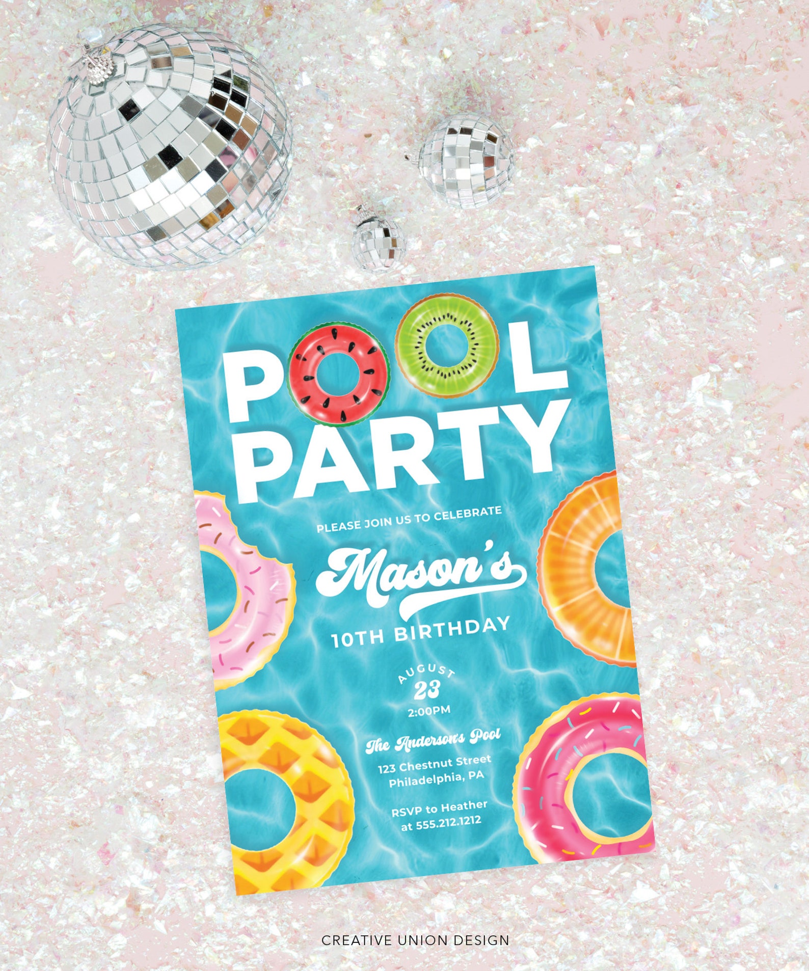 Summer Pool Party Invitation Template, Summer Birthday Invite, Pool ...