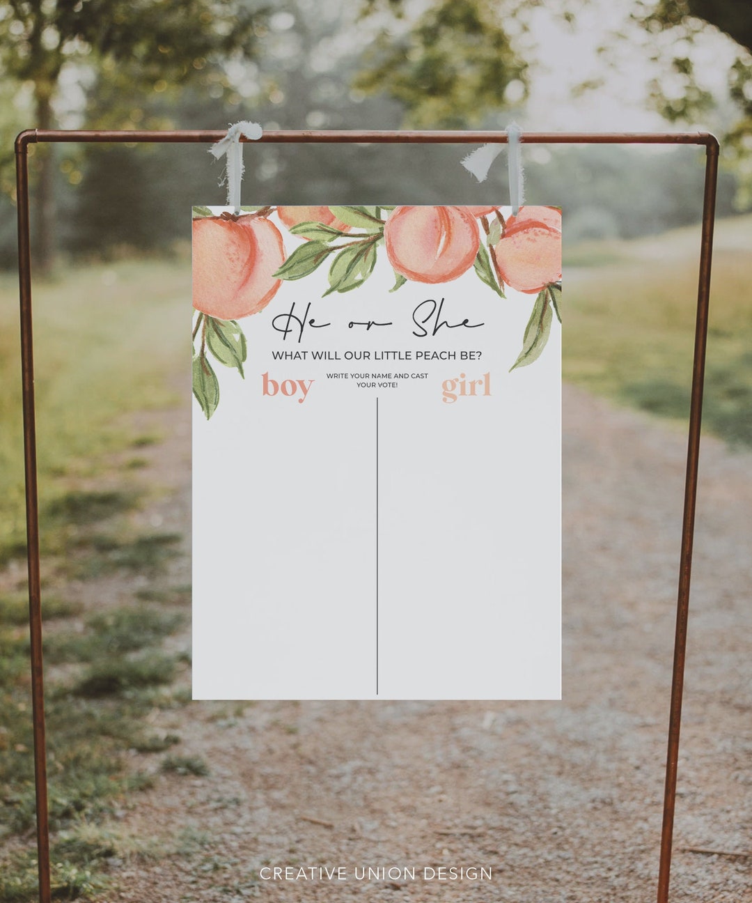 Sweet Peach Gender Reveal Voting Sign Template, Cast Your Vote Gender ...
