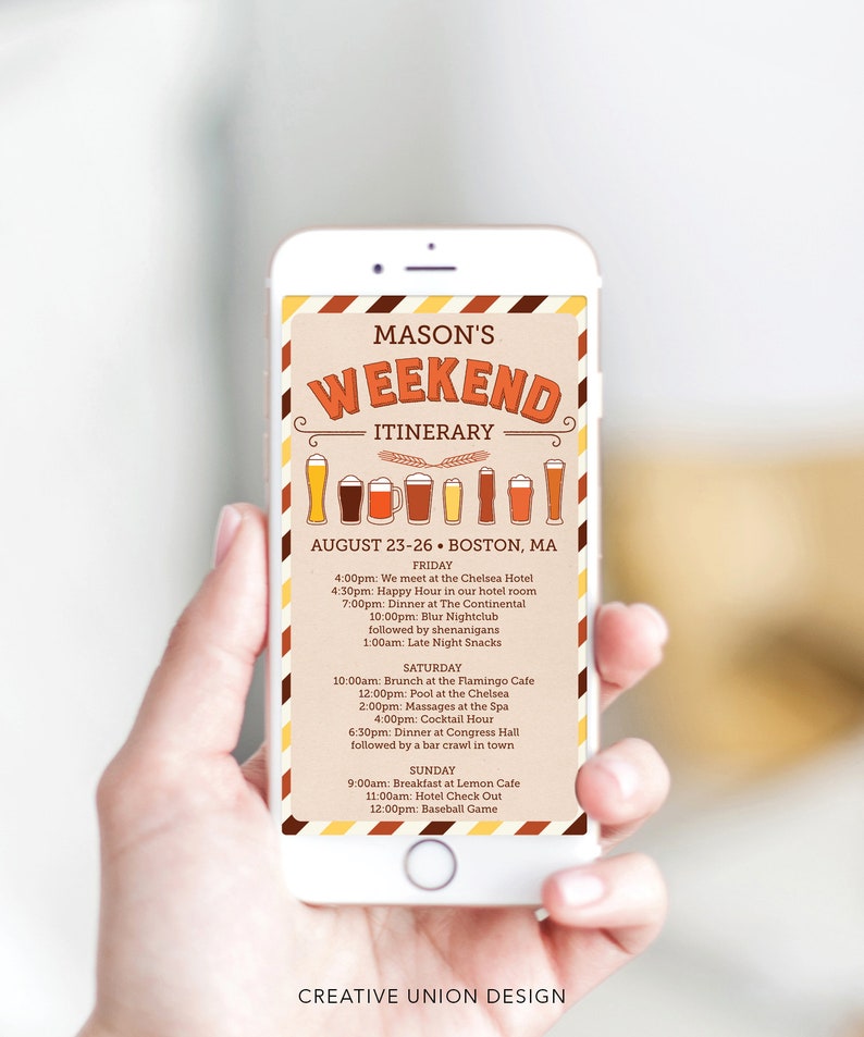 Guys Weekend Itinerary Template Beer Digital Schedule - Etsy