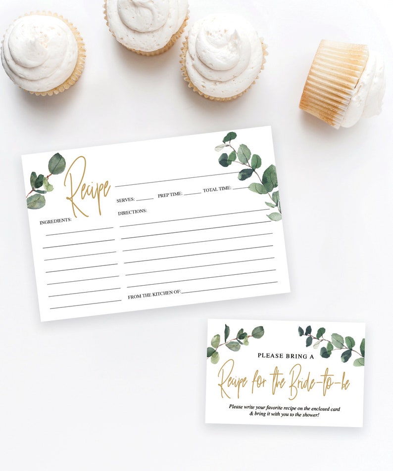 Recipe Card and Request Card Printable Recipe Card Bridal - Etsy