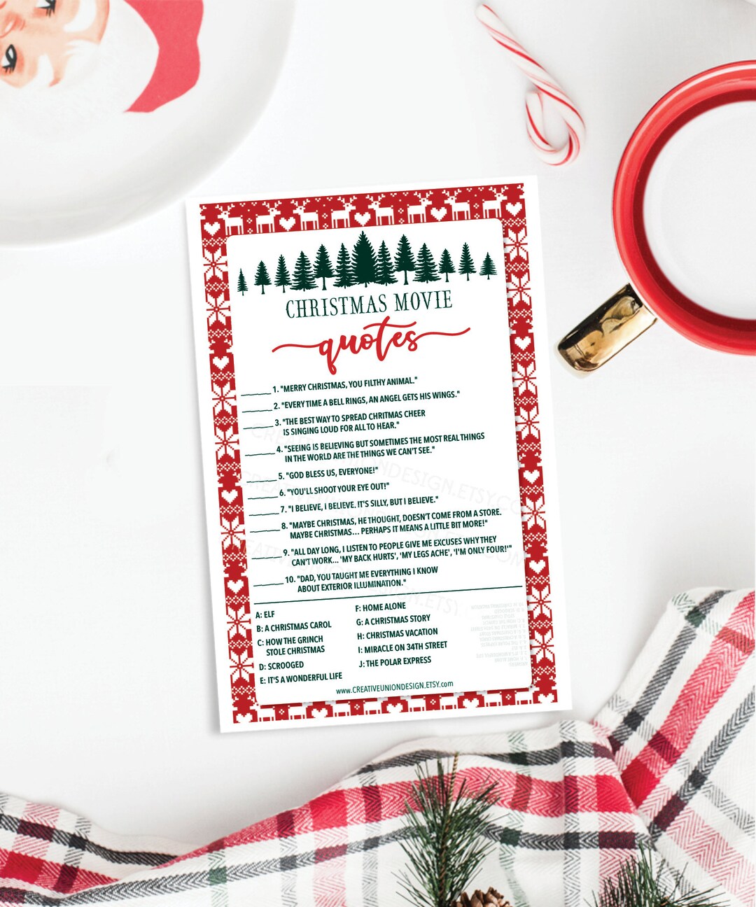 Christmas Game - Christmas Movie Quotes - Printable Christmas Party ...