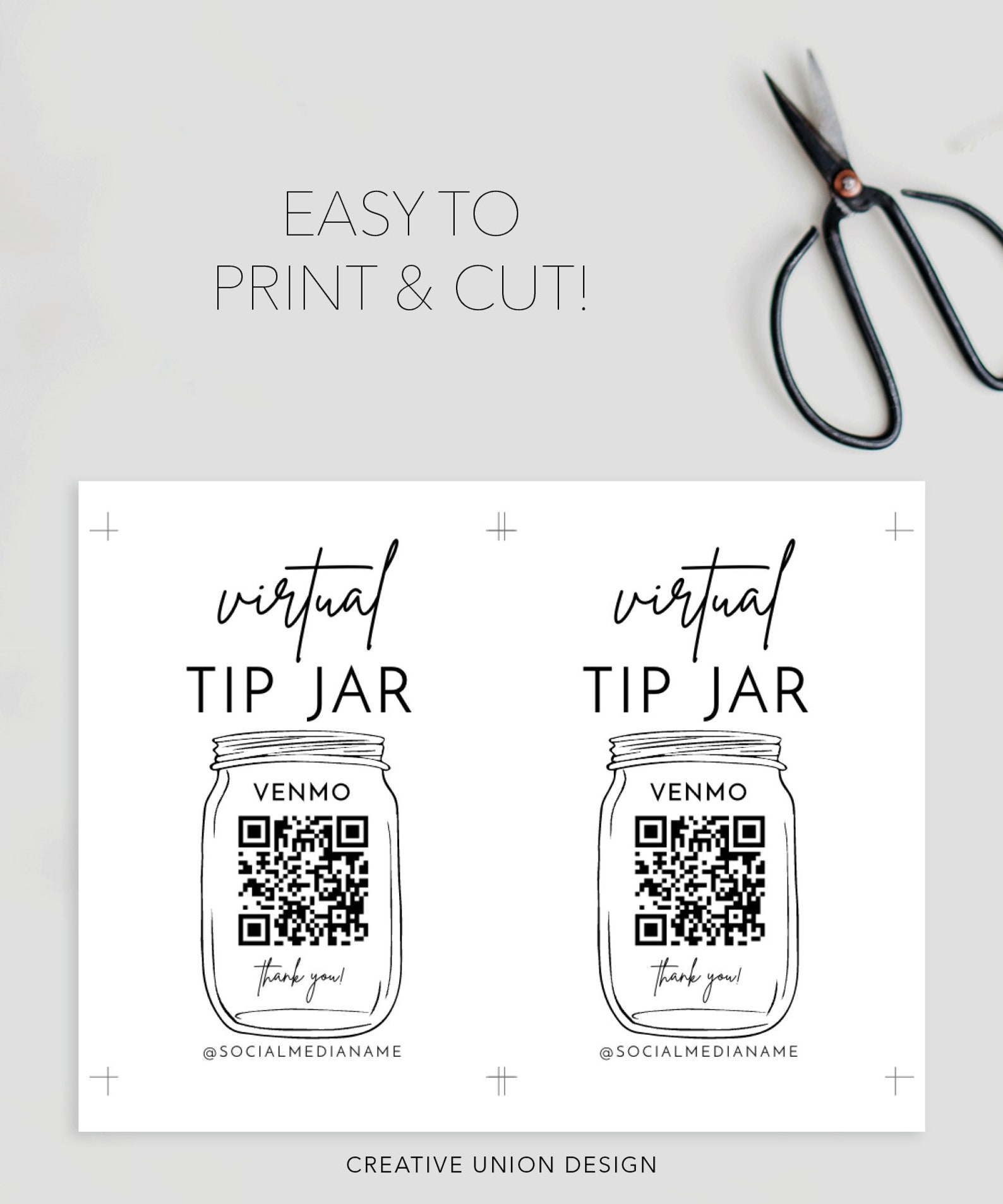 Printable Virtual Tip Jar Sign Venmo QR Code Sign Tips - Etsy