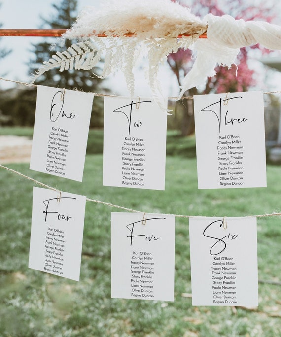 Minimal Seating Chart Template Printable Seating Cards Table - Etsy Canada