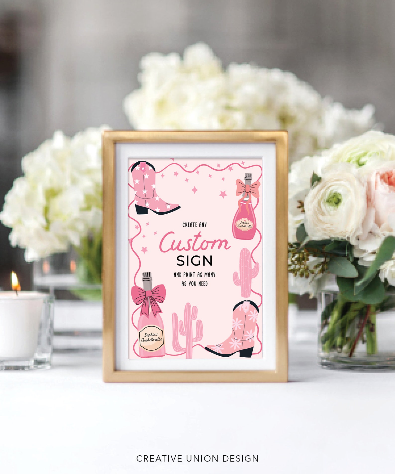 Boots and Bubbly Custom Sign Template, Editable Bachelorette Party Sign ...