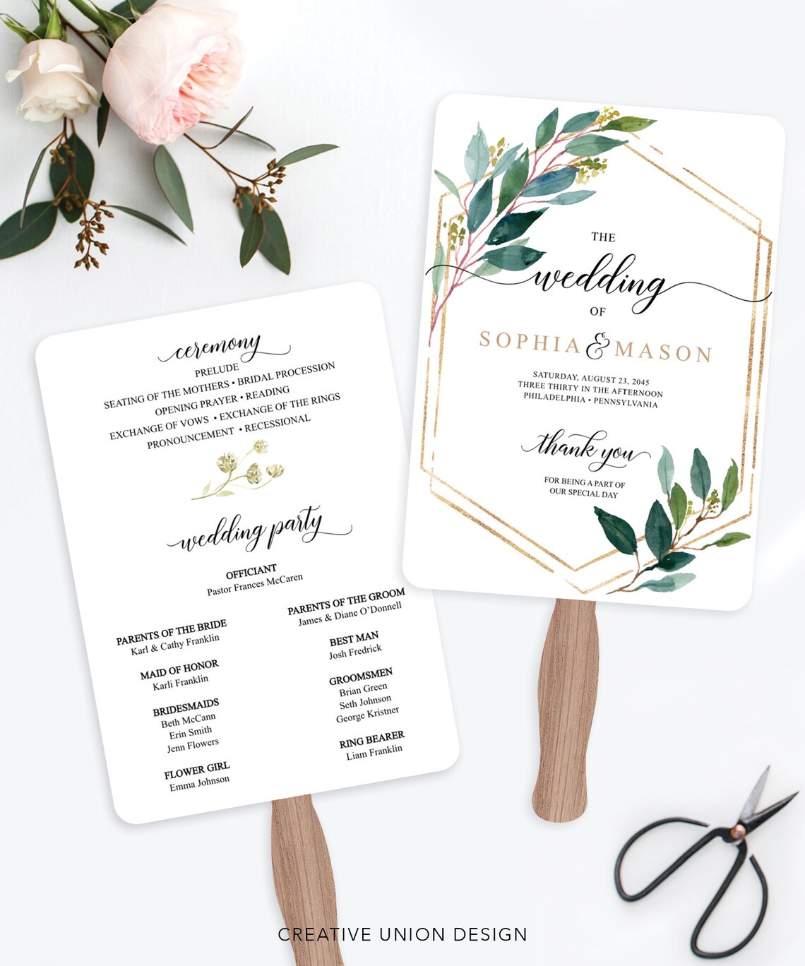 Fan Wedding Program Template Printable Wedding Fan Program - Etsy
