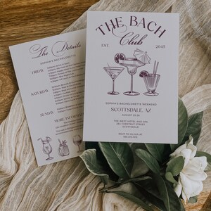 Social Club Bachelorette Party Invitation and Itinerary Template ...
