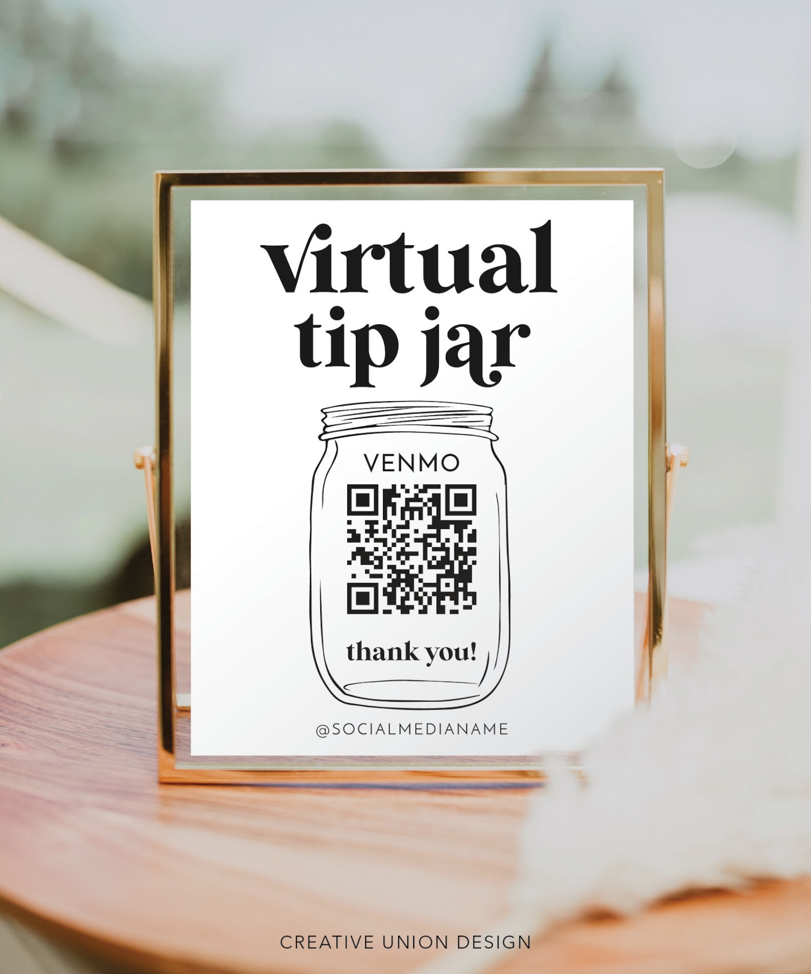 Printable Virtual Tip Jar Sign, Venmo QR Code Sign, Tips Accepted, Tip ...