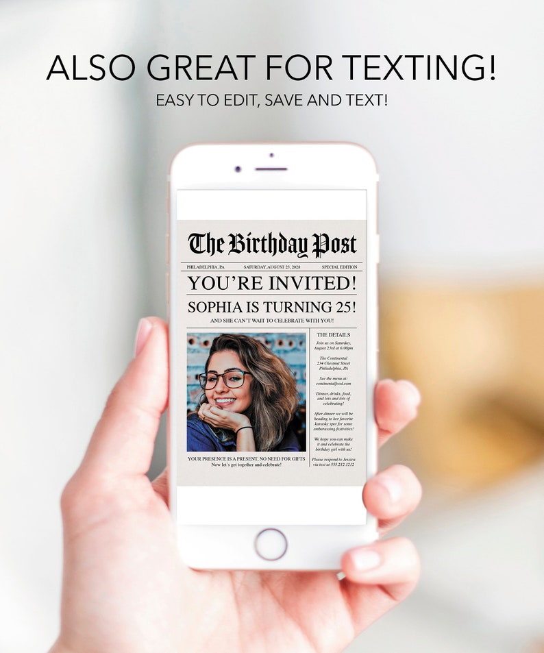 Newspaper Birthday Party Invitation Template Birthday Invite - Etsy