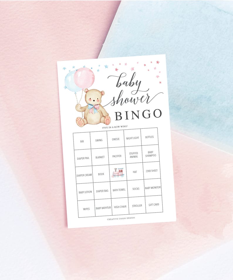 Teddy Bear Baby Shower Bingo 60 Unique Game Sheets Gender - Etsy