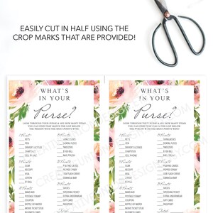 What's in Your Purse Bridal Shower Game Wild Flower Bridal Shower Game ...