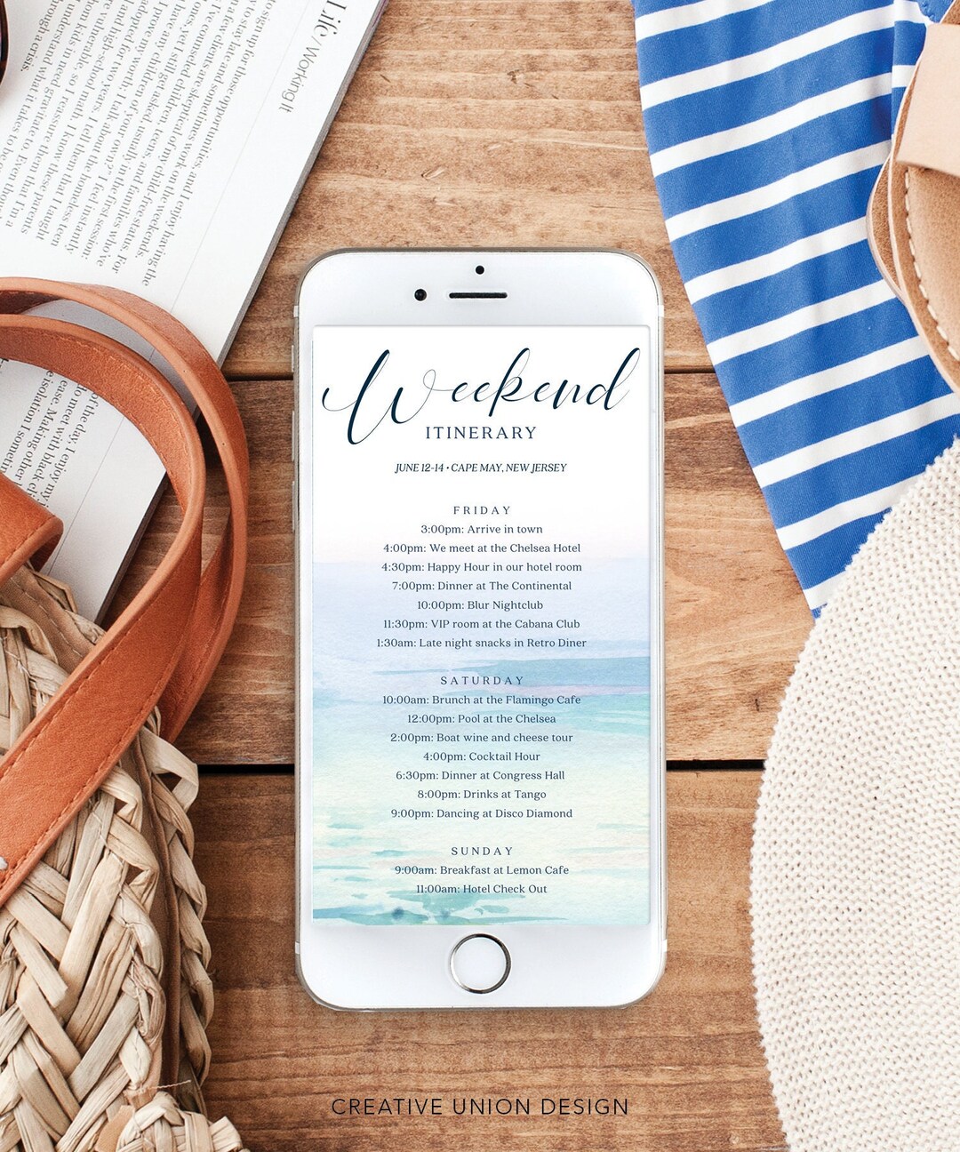 Beach Weekend Itinerary Template, Digital Schedule, Wedding Weekend ...