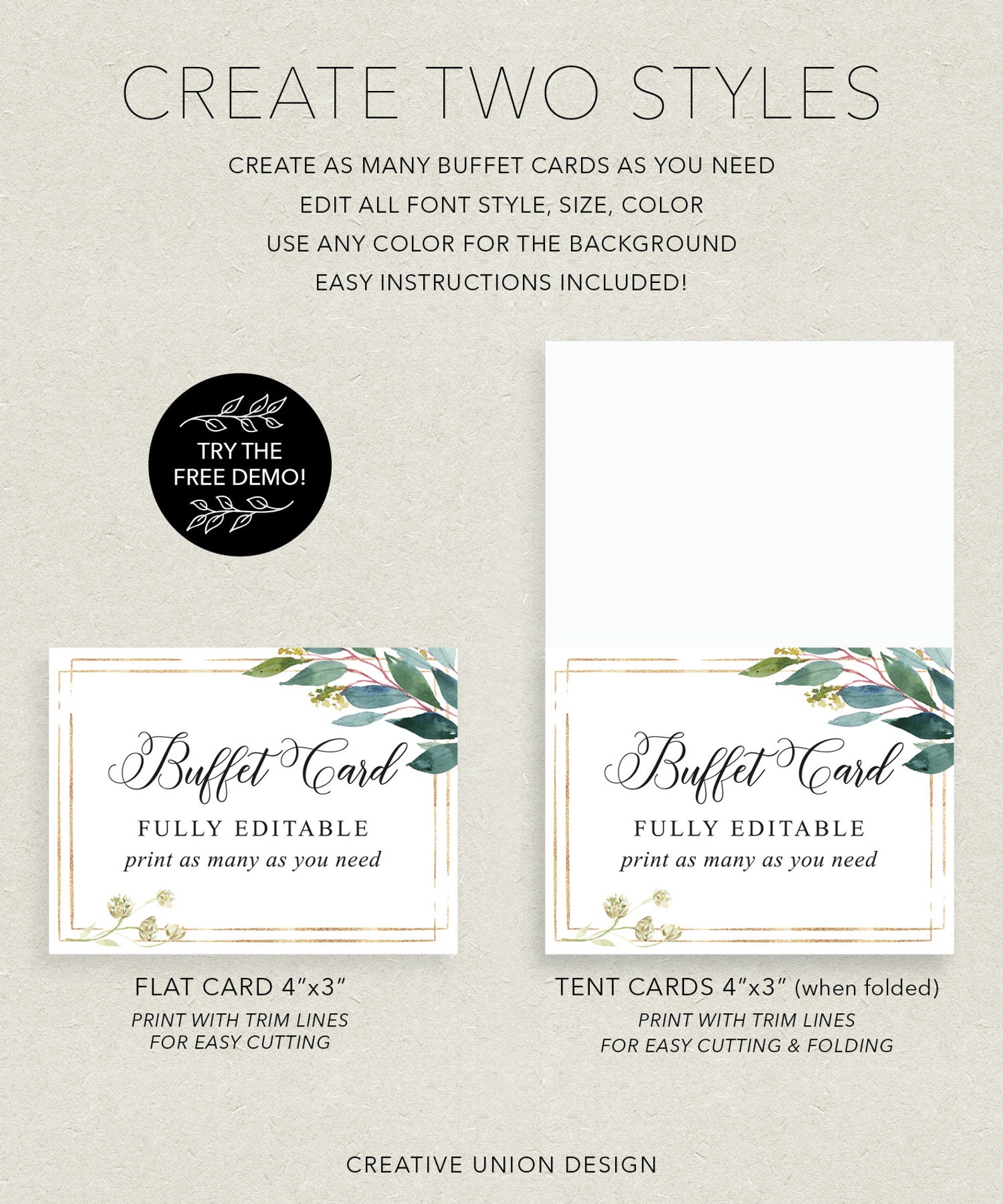 Buffet Food Signs, Printable Food Labels, Tented Cards Template ...