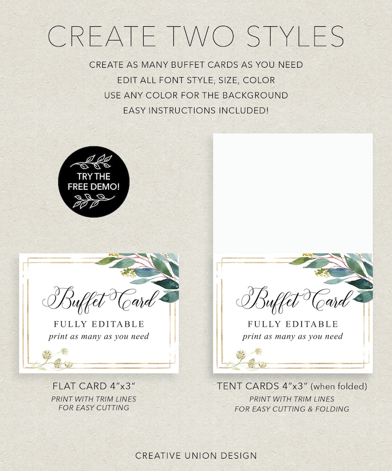 Buffet Food Signs Printable Food Labels Tented Cards - Etsy