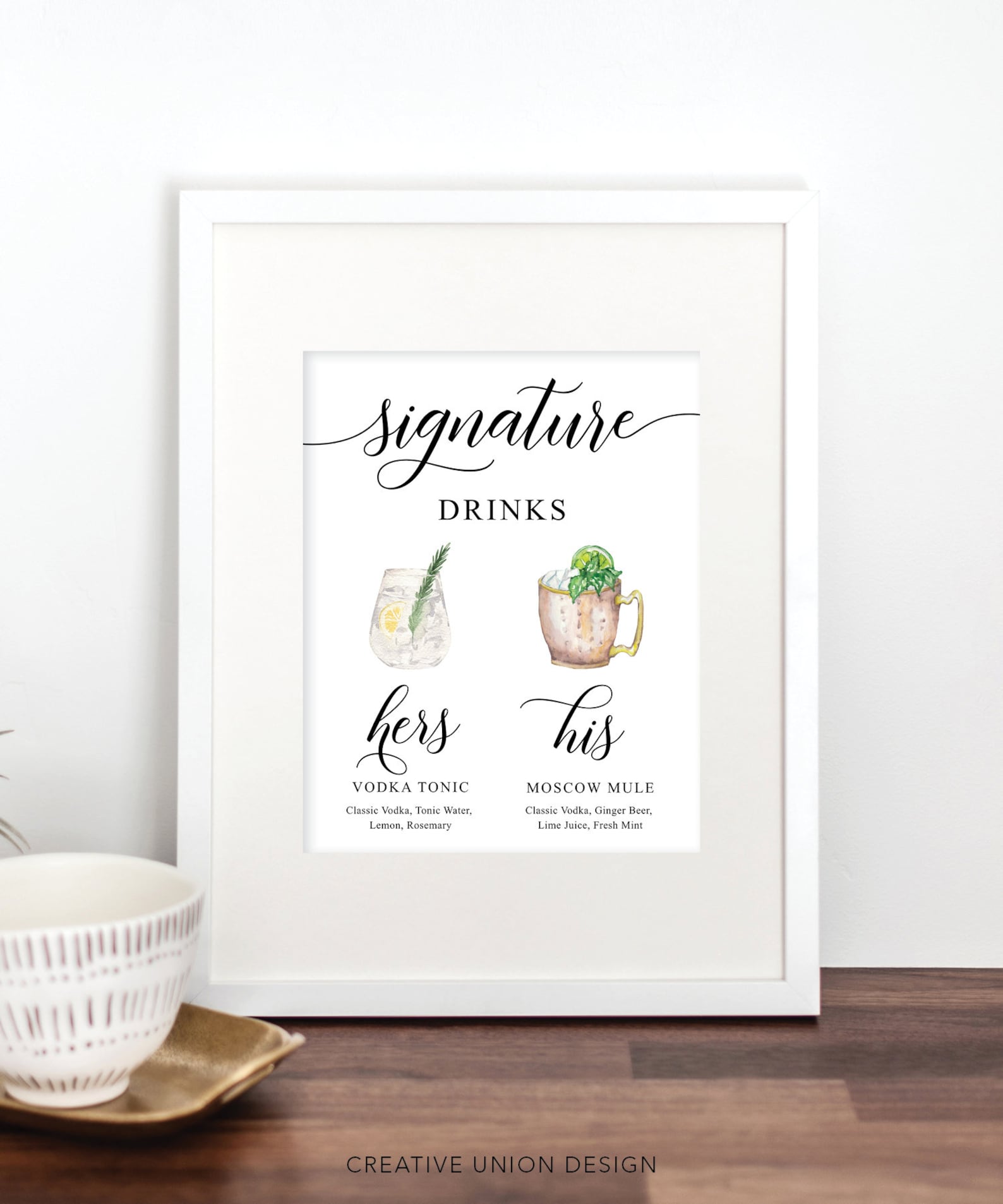 Signature Drink Sign Template, Printable Signature Cocktail Sign, His ...