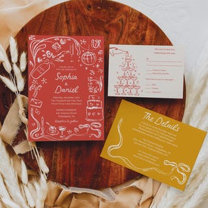 Hand Drawn Wedding Invitations Template, Printable Wedding Invitation ...