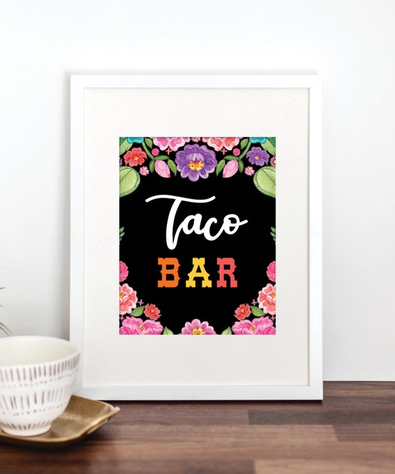Fiesta Taco Bar Sign - 8x10 Printable Sign - Bridal Shower Printable ...