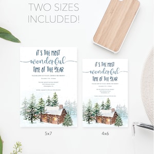Cozy Cabin Party Invitation Template, Ski Party Invitations, Birthday ...