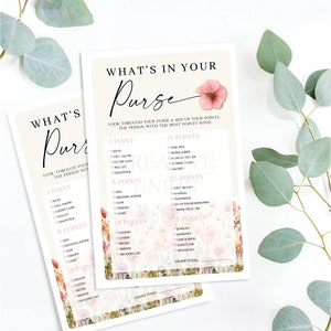 Wildflower Bridal Shower Game, What's in Your Purse, Baby Shower Game ...