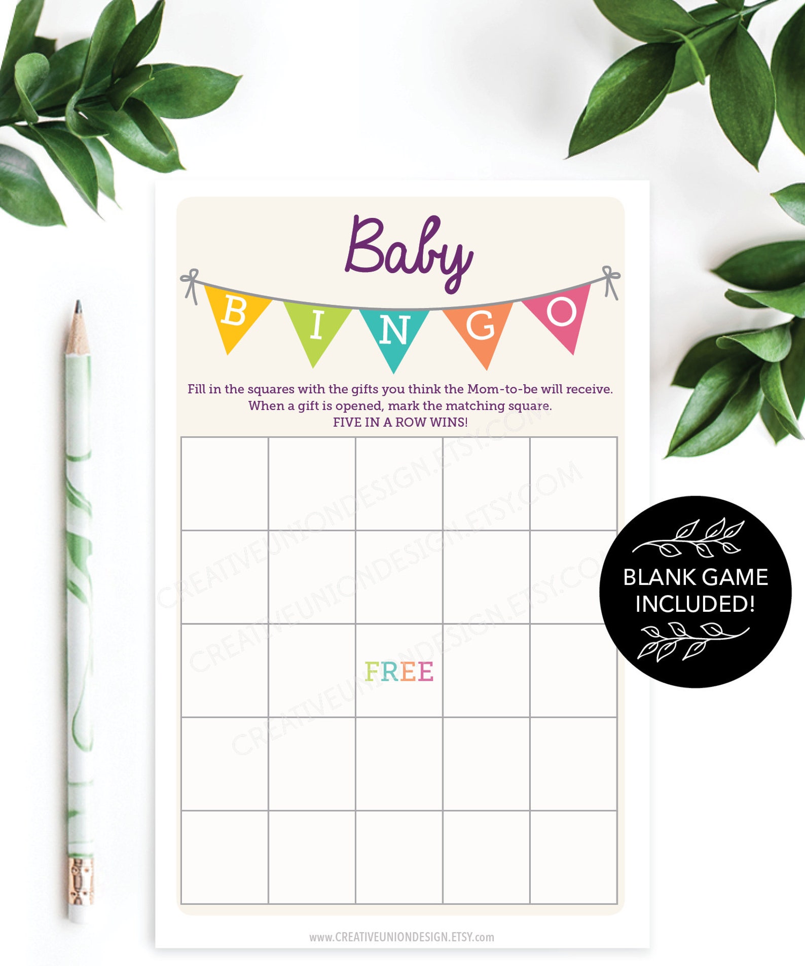 Baby Shower Bingo Game 50 Unique Game Sheets Bingo Baby | Etsy