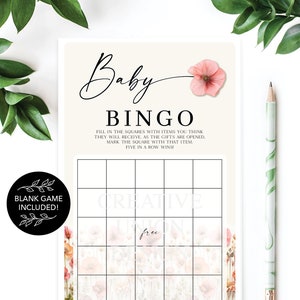 Wildflower Baby Shower Bingo, 60 Unique Game Sheets, Baby Shower Games ...